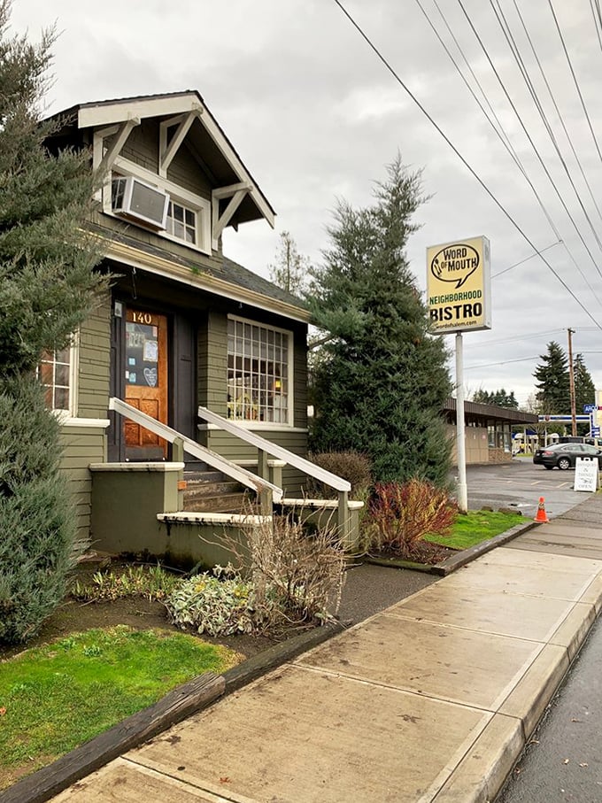 The house that breakfast built. From this unassuming sidewalk view, you'd never guess the culinary treasures waiting just beyond that wooden door.