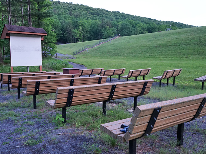 Nature's classroom awaits. This outdoor amphitheater lets visitors learn about Poe Valley while sitting comfortably in the great outdoors.