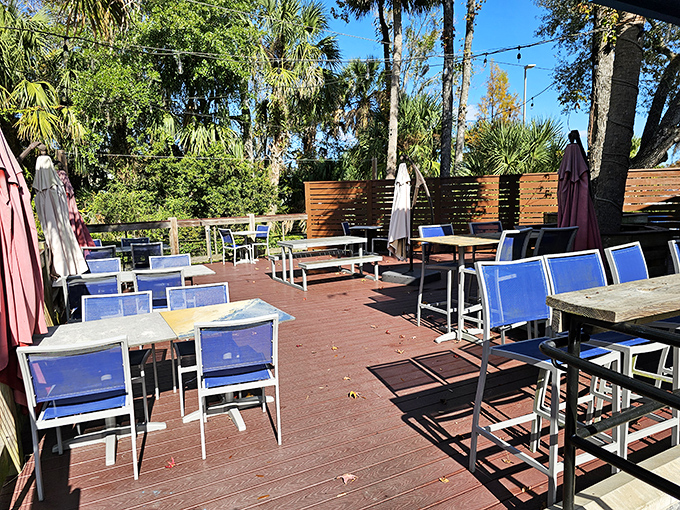 The outdoor patio offers a tranquil Florida dining experience among the palms. Perfect for those "it's too nice to be inside" mornings.