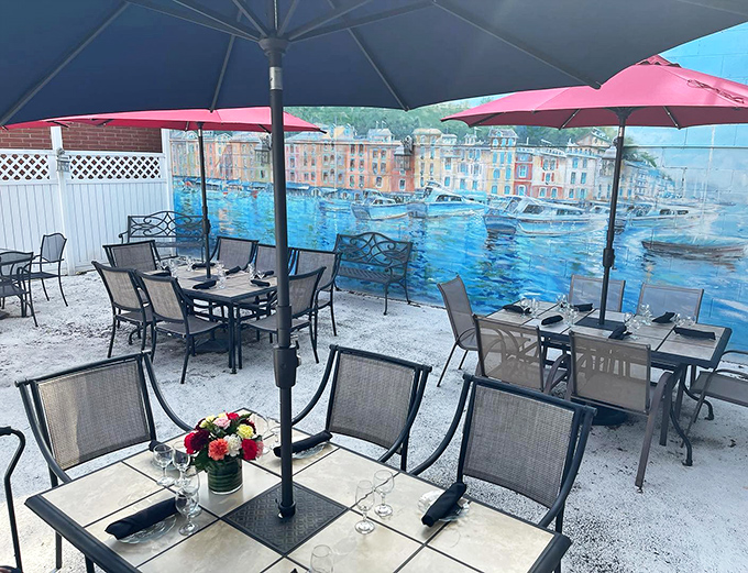 The outdoor patio transports you straight to an Italian coastal town, minus the passport requirement and jet lag.