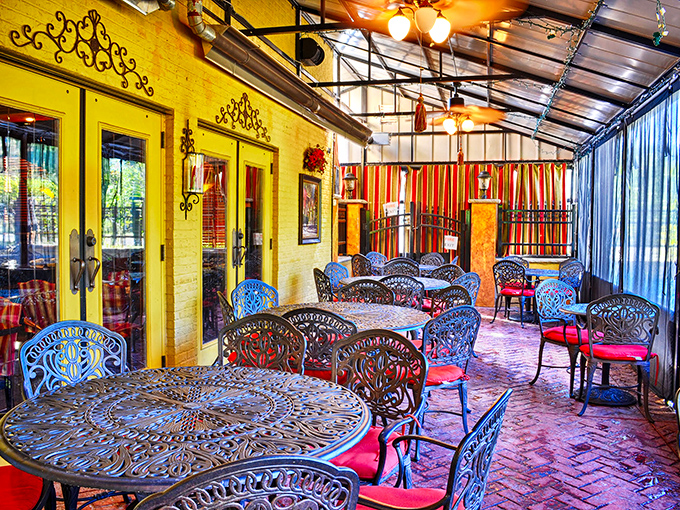 Outdoor seating that feels like the secret garden of an Italian villa. Al fresco dining without the passport requirement.