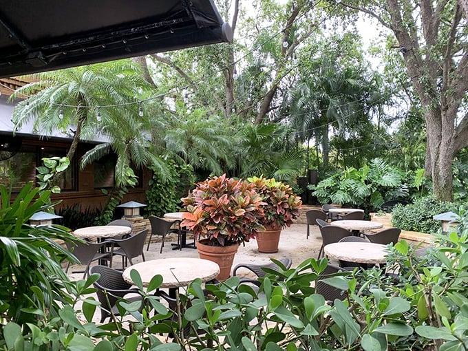 Florida dining at its finest&mdash;lush greenery, gentle breezes, and tables spaced far enough apart that you won't hear the neighboring table's vacation stories.