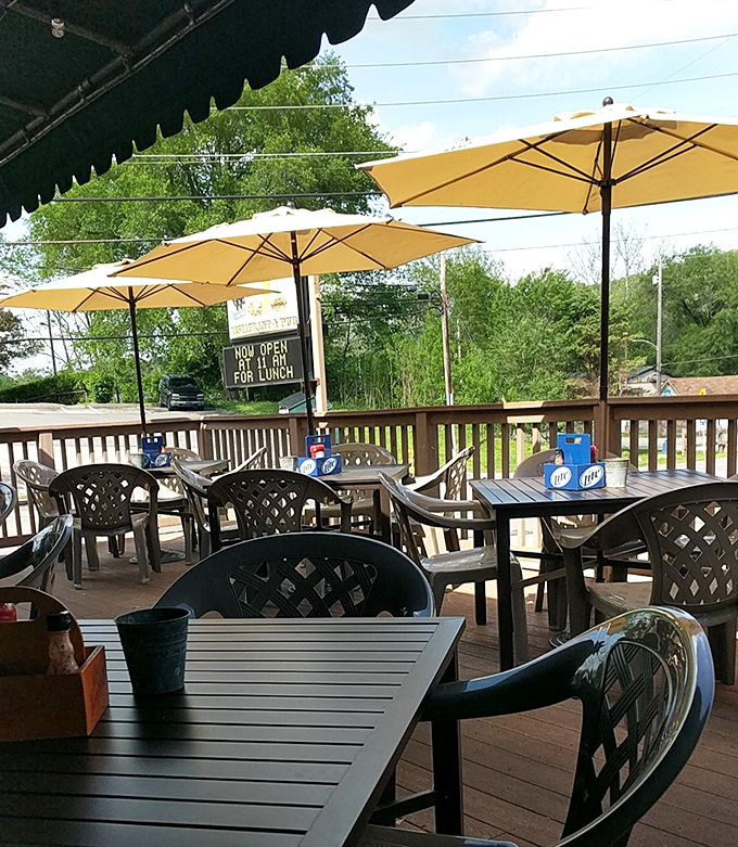 Outdoor seating that captures the essence of summer in Pennsylvania&mdash;where cold beer, warm sunshine, and trail views come together in perfect harmony.