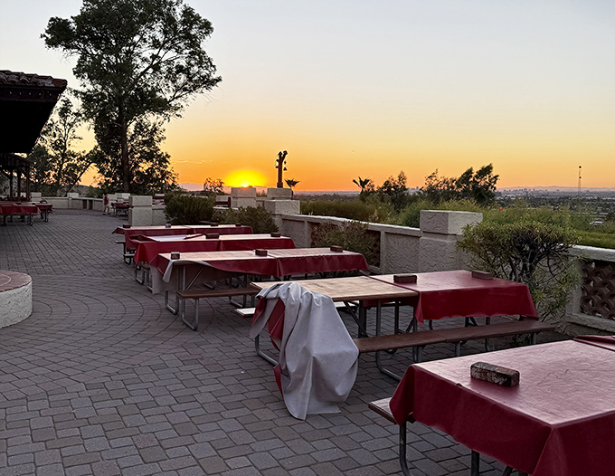 Sunset dining on the patio offers views that make you understand why people fall in love with the desert. Nature's dinner theater at its finest.