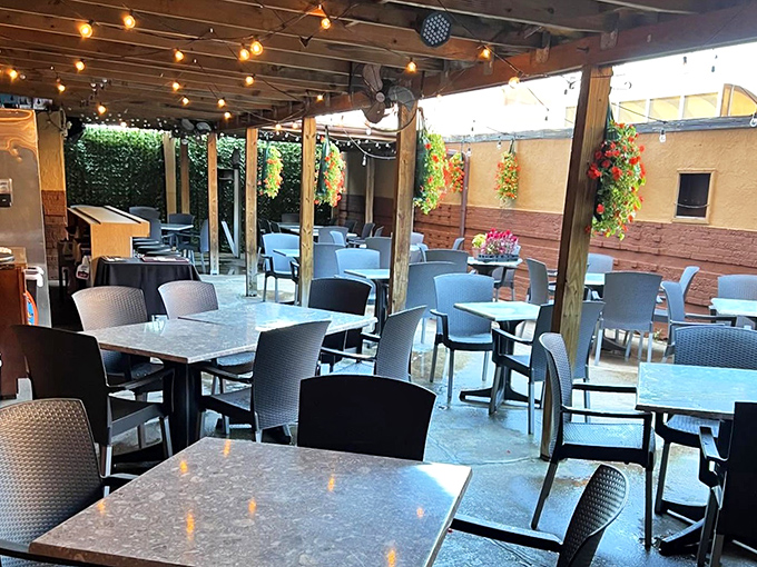 The patio beckons with the promise of al fresco dining&mdash;where summer breezes complement melted cheese and cold beer in perfect harmony.