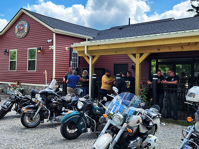 Even motorcyclists know – when the smoke calls, you answer. The outdoor gathering space welcomes leather-clad pilgrims on their quest for perfect brisket.