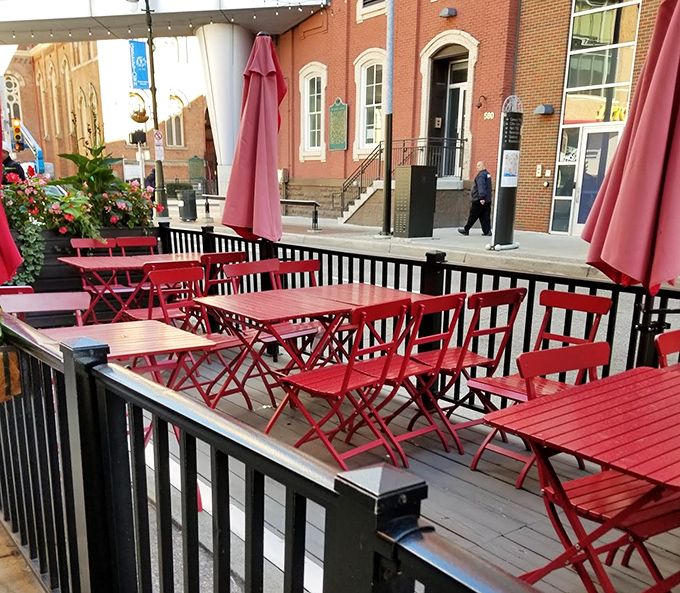 The outdoor patio where you can enjoy your barbecue in the fresh air, giving nearby pedestrians severe food envy.