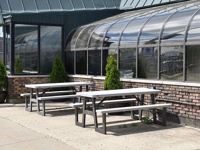 The outdoor picnic tables provide a perfect summer option &ndash; because sometimes pizza tastes even better with a side of sunshine and fresh air.