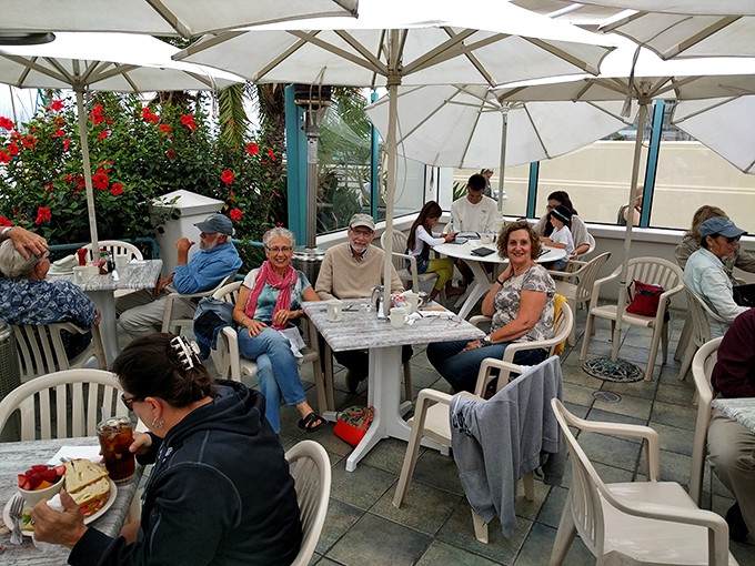 The outdoor patio&mdash;where umbrellas create islands of shade and ocean breezes deliver complimentary seasoning to every table.