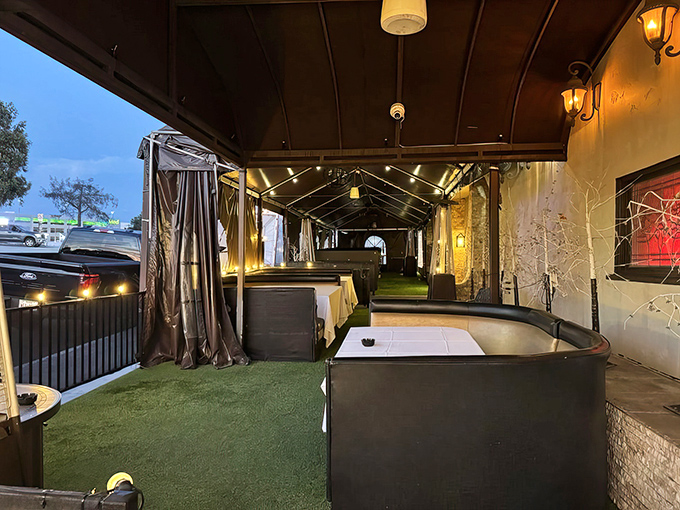 The covered outdoor patio offers al fresco dining with California comfort. Even the artificial turf seems to say, "Stay awhile."