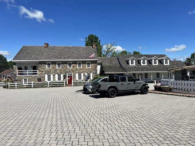 The stone fa&ccedil;ade stands proudly in daylight, a culinary fortress that's witnessed centuries of American history and countless satisfied appetites.