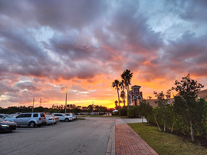 Florida sunsets provide a daily light show over Miromar's parking lot, nature's way of saying "time to head home with your treasures."