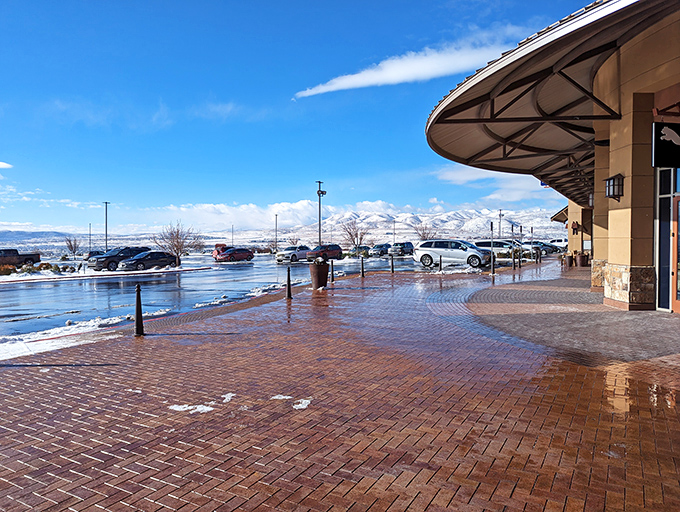 Winter shopping comes with bonus mountain views&mdash;nature's way of distracting you from how much you just spent.