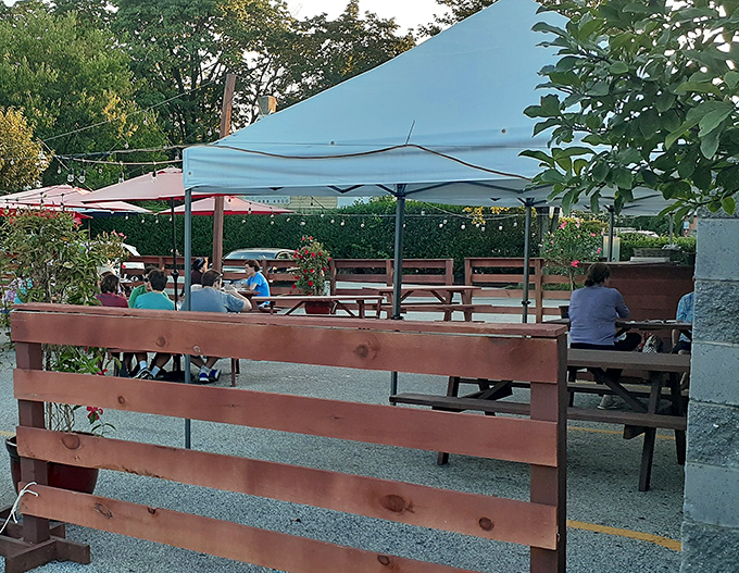 The outdoor patio—where summer mornings turn ordinary breakfast into al fresco feasts under Pennsylvania skies.
