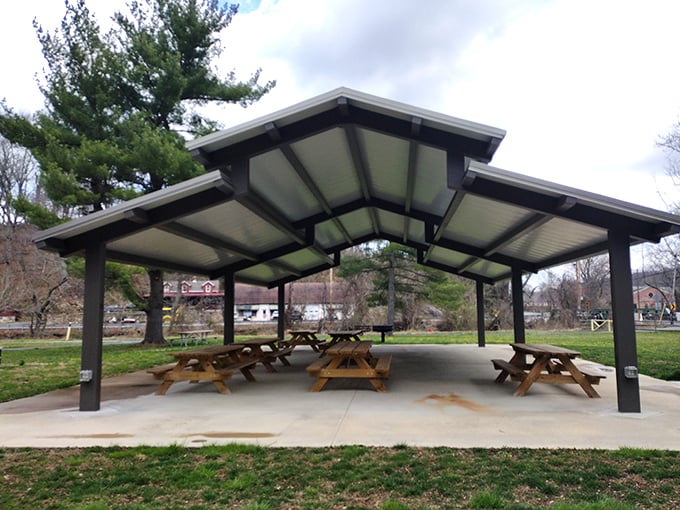 Picnic pavilions with more character than most restaurants &ndash; and the price is definitely right for lunch al fresco.