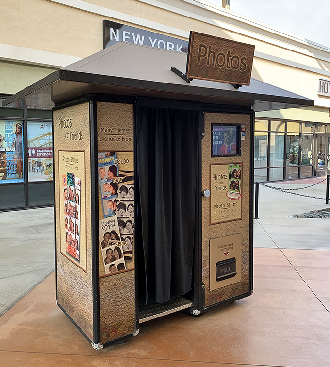 Photo booth nostalgia meets instant gratification, capturing your shopping victories with old-school charm and modern convenience technology.