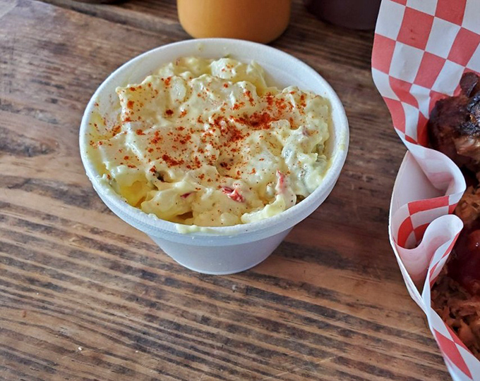 Potato salad with a dusting of paprika&mdash;the supporting actor that steals scenes. Creamy, chunky, and somehow both familiar and special.