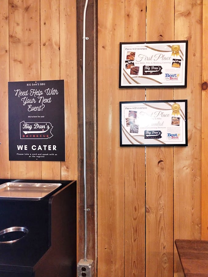 Those awards on the wall aren't just decoration—they're battle scars from the competitive world of serious barbecue, where Big Dan's clearly dominates.