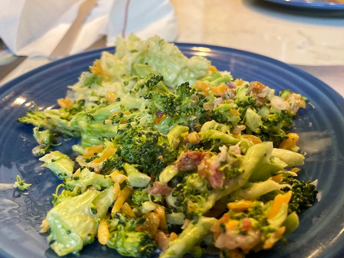 A broccoli salad that makes you reconsider your relationship with vegetables. Who knew something this green could make you this happy?
