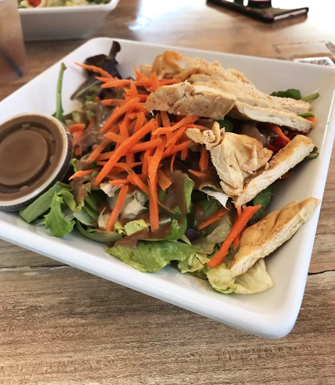 A salad that knows exactly what it's doing. Fresh greens, grilled chicken, and vibrant carrots make healthy eating feel like an indulgence.