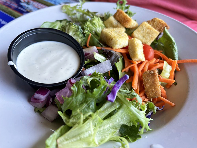 A salad that doesn't apologize for being healthy&mdash;it's too busy showing off its fresh ingredients and homemade dressing.
