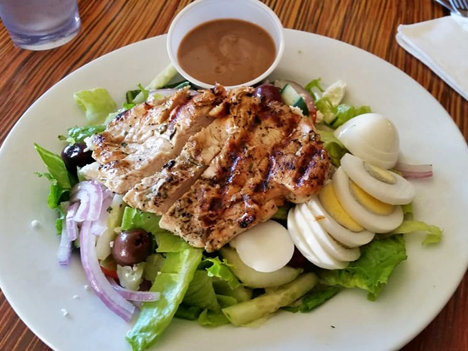 This salad isn't just playing defense against calories&mdash;it's a vibrant celebration of grilled chicken, fresh greens, and eggs that deserve their own parade.