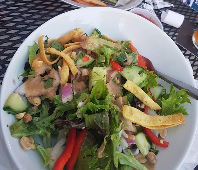 This salad proves healthy eating doesn't have to be punishment. Fresh ingredients with crispy tortilla strips for that necessary crunch factor.