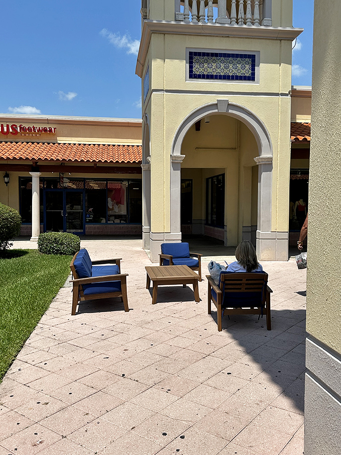 These comfortable seating areas are the unsung heroes of outlet shopping&mdash;strategic rest stops for weary partners and teenagers who've reached their shopping tolerance threshold.