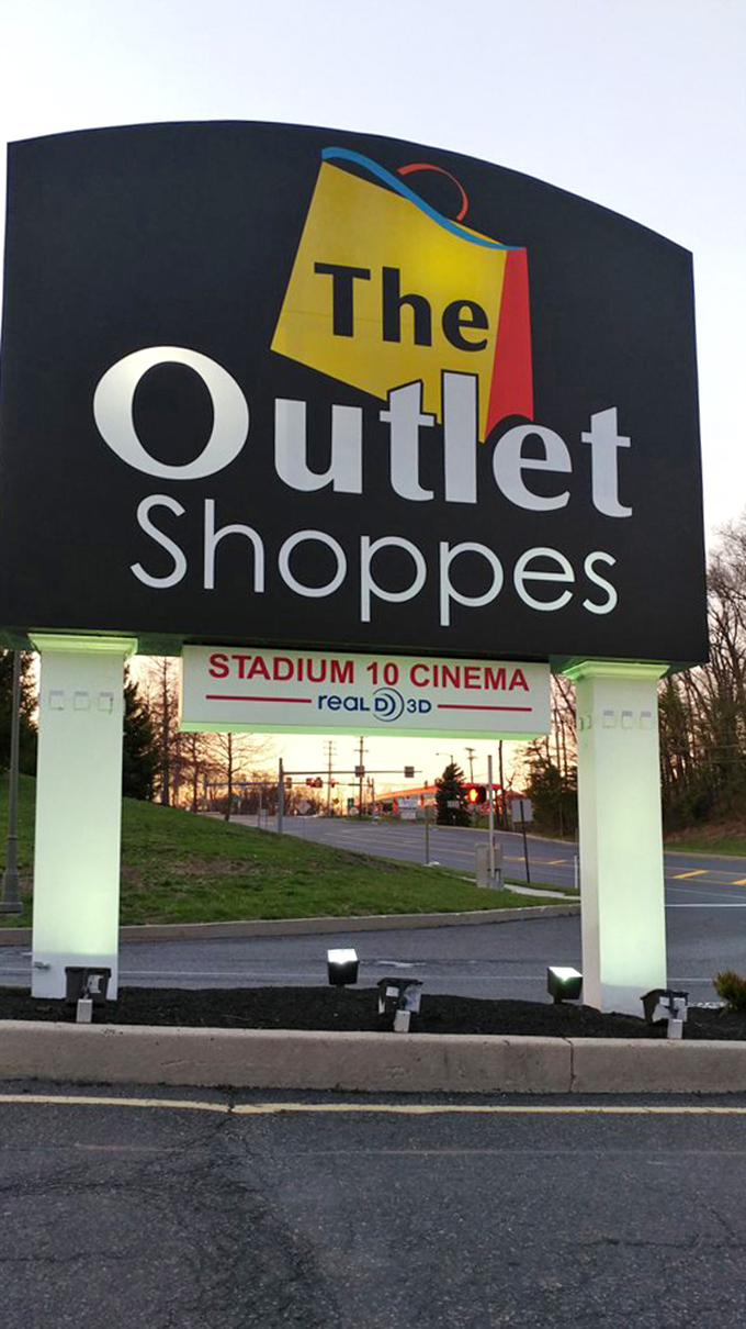 The beacon that guides bargain hunters to their destination. This sign promises retail therapy that's gentler on your wallet than traditional mall shopping.