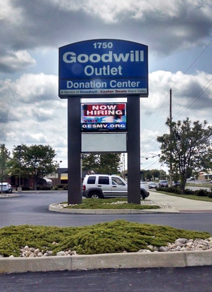 The sign that signals treasure hunting headquarters, where bargains and adventures officially begin together.