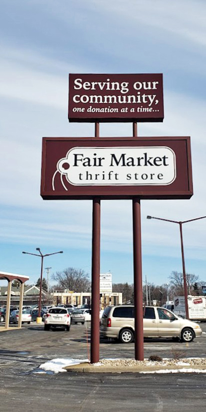 "Serving our community, one donation at a time" &ndash; a mission statement that reminds us thrifting isn't just shopping, it's recycling with purpose.