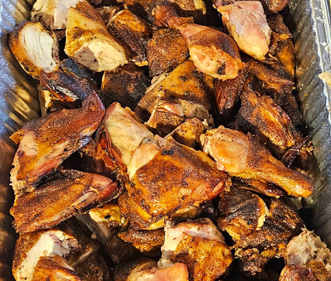 Smoked chicken quarters with skin so beautifully bronzed they could win a competition for most photogenic poultry in Pennsylvania.
