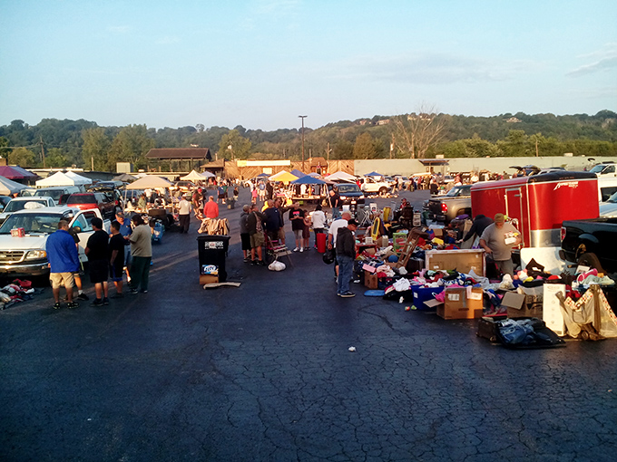 The golden hour at Peddlers transforms ordinary junk into extraordinary possibilities as shoppers hunt for that one perfect find.