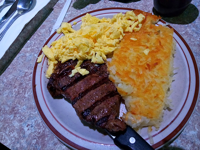 Steak and eggs&mdash;the breakfast of champions who plan to skip lunch and possibly dinner. Those hash browns are the unsung heroes of this protein-packed plate.