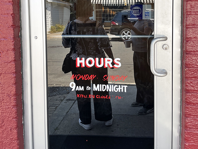 Hours posted like a promise: "We're here when you need comfort food, which is basically always."