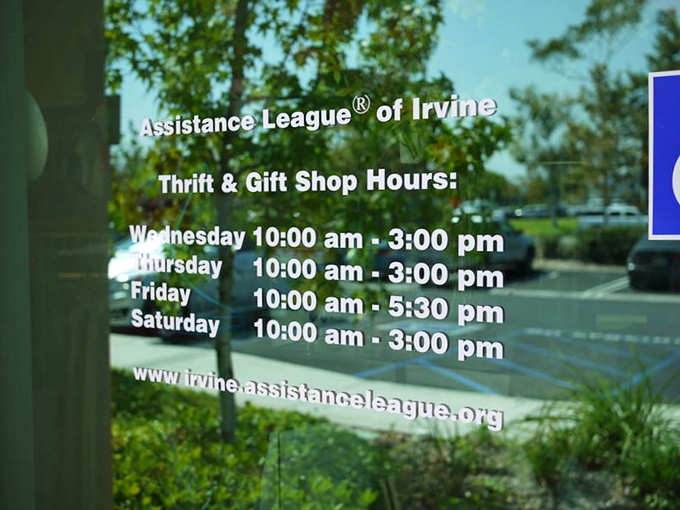 The store hours sign reveals the secret schedule for treasure hunting&mdash;Wednesday through Saturday, mark your calendars!