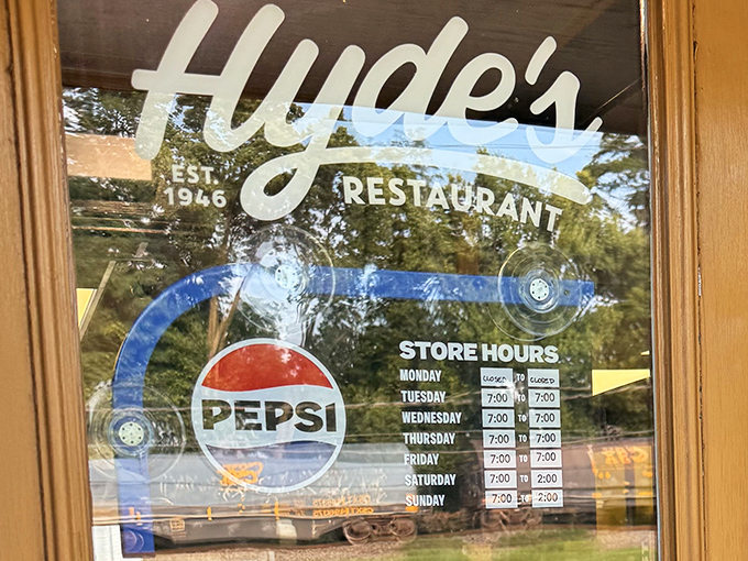 Established in 1946, Hyde's has been serving Hamilton for generations&mdash;the door sign a testament to enduring quality and community connection.
