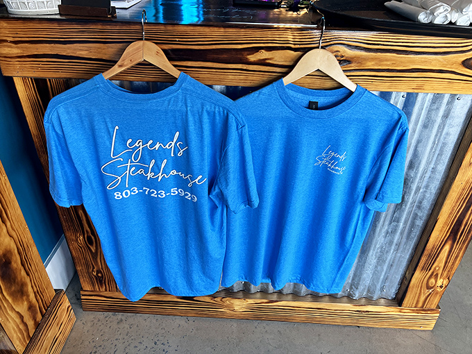 Bright blue t-shirts proudly display the Legends name &ndash; because after eating here, you'll want to take a piece of the experience home.