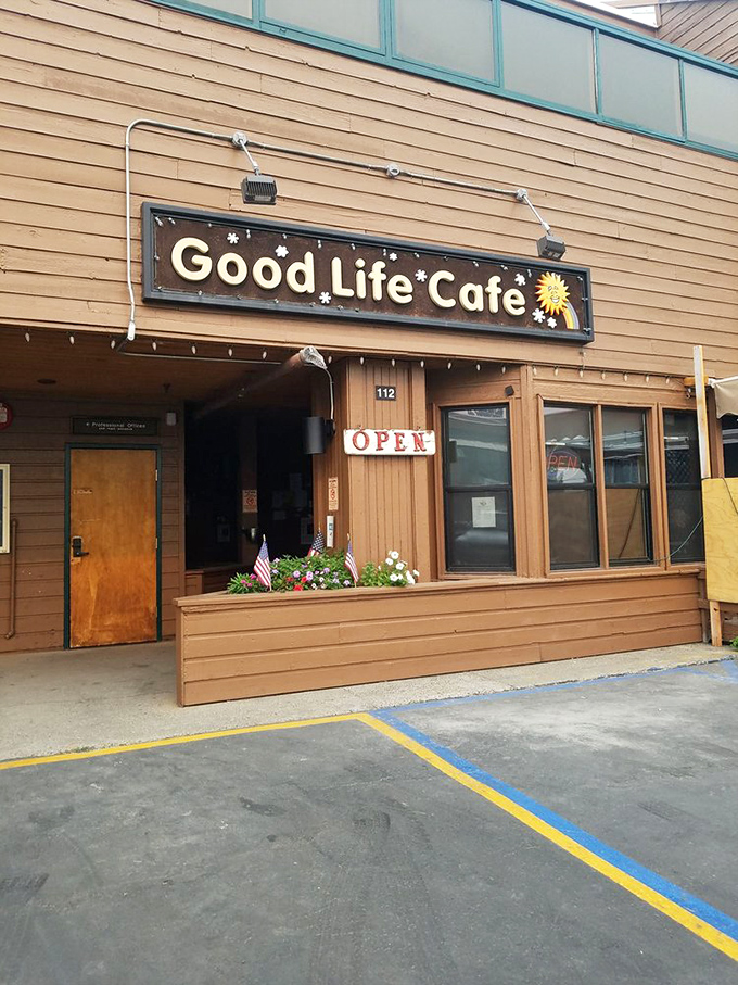 The welcoming storefront says it all: "OPEN" is more than a status&mdash;it's an invitation to experience breakfast bliss in Mammoth Lakes. 