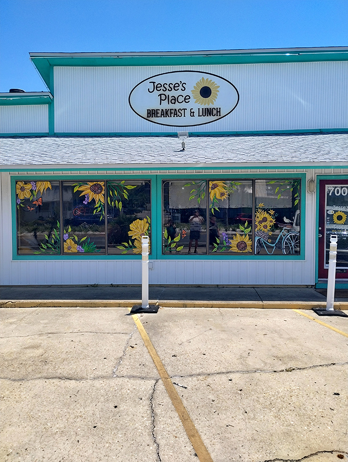 Sunflowers painted on the windows bloom year-round, a colorful preview of the warm welcome waiting inside this breakfast haven.