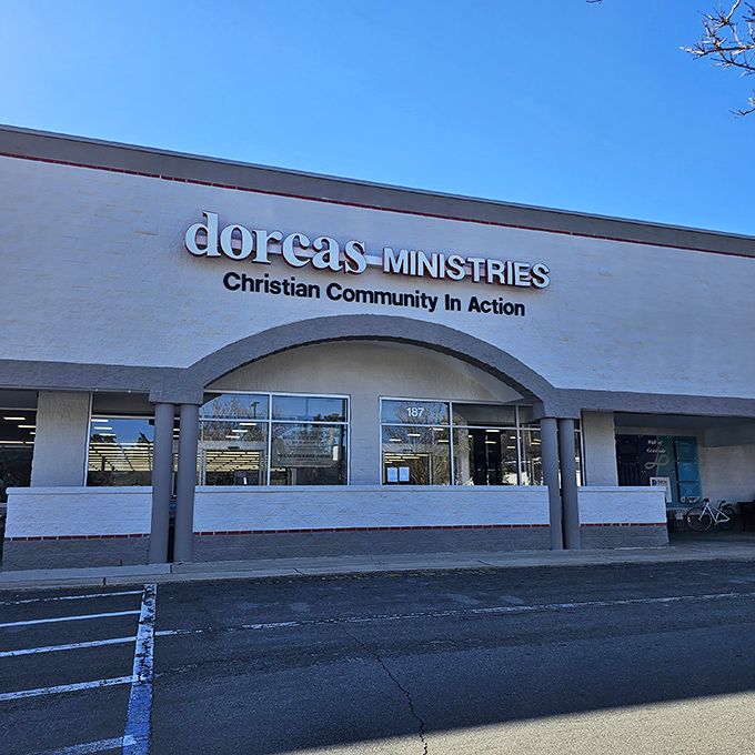 Dorcas Ministries' welcoming entrance on a perfect Carolina day. Your wallet is about to have its best day ever.