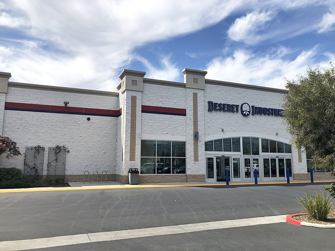 The clean, welcoming exterior says "department store" but the prices whisper "incredible bargain"&mdash;a secondhand shopper's dream destination.