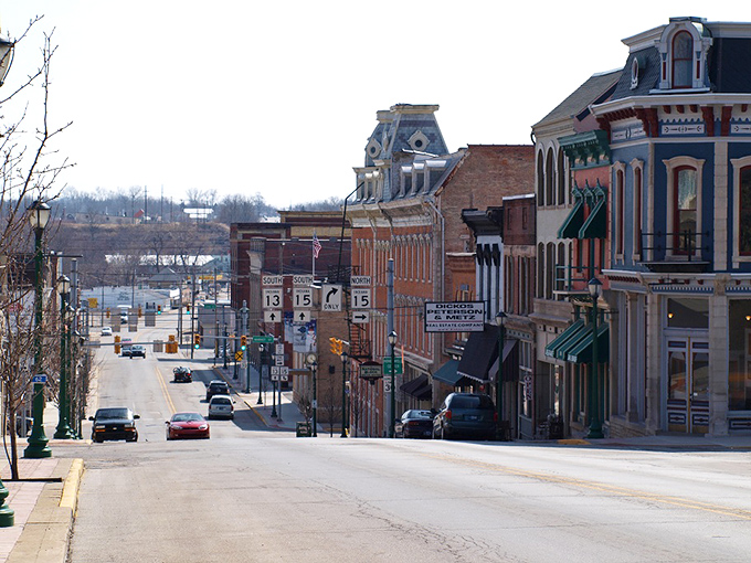 Market Street slopes gently downhill, revealing layers of history in brick and mortar—a living museum where people still work, shop, and gather.