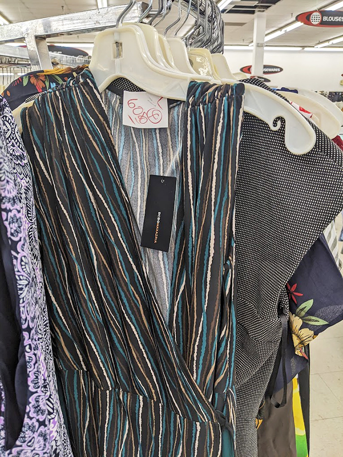 Fashion's cyclical nature means yesterday's styles become today's trends. This striped wrap dress could go straight from rack to dinner date without anyone guessing its thrifty origins.