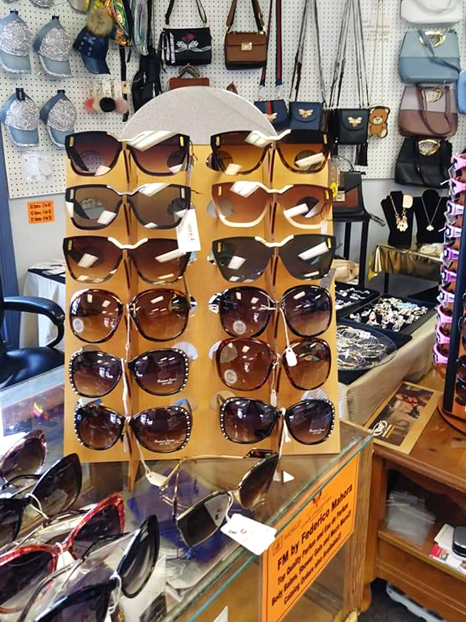 Sunglasses for every face shape and fashion statement. This rotating display offers protection from both UV rays and style mediocrity at prices that won't break the vacation budget.