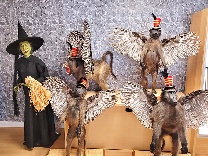 The Wicked Witch stands guard with her flying monkey minions &ndash; their realistic features might have you muttering "I'll get you, my pretty!"