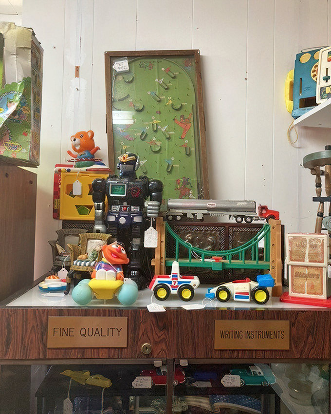 Childhood memories on display. That pinball-style game and robot toy would make any Gen-Xer's inner eight-year-old squeal with delight.