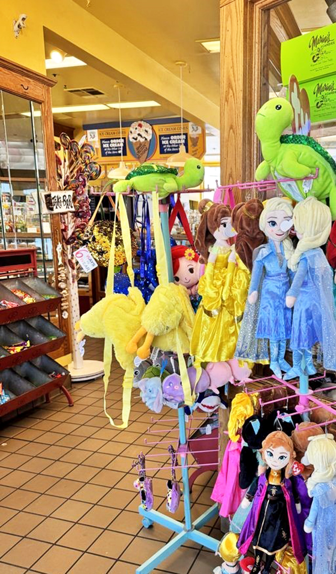 Where stuffed animals and princess dolls hang out with candy—because Marini's knows joy comes in all forms, not just edible ones.