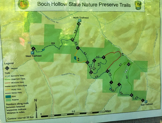 Your treasure map to wilderness adventure. This trail guide reveals the preserve's network of paths, each promising its own unique journey through Ohio's natural heritage.