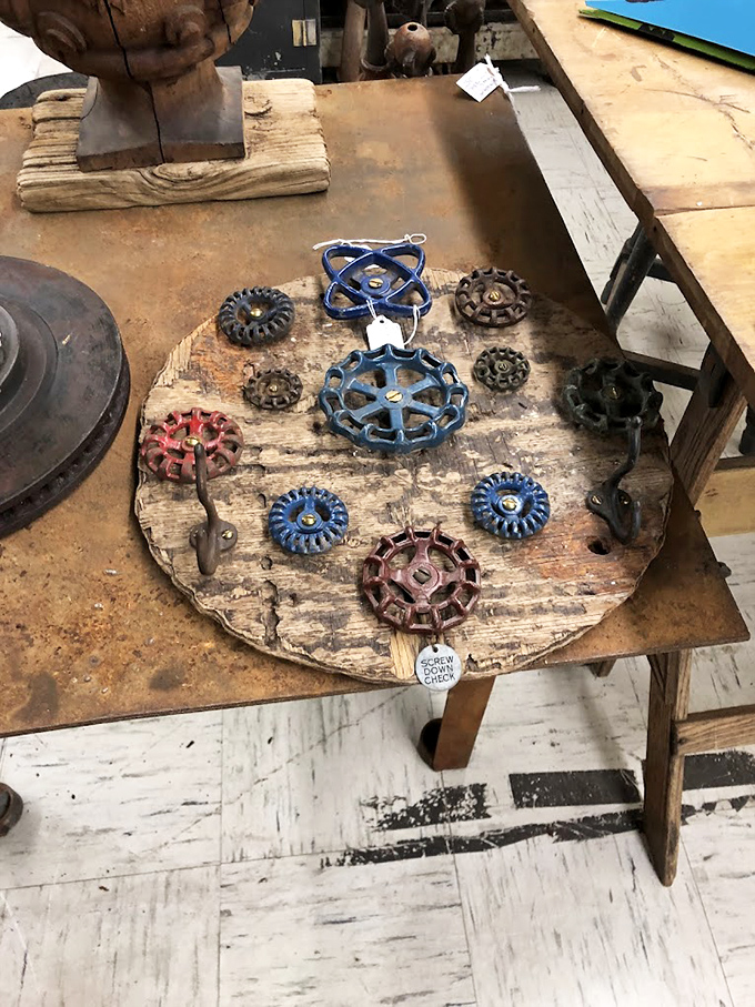 These colorful valve handles transform industrial parts into industrial art&mdash;the perfect conversation piece for your wall that says "I appreciate both function and form."